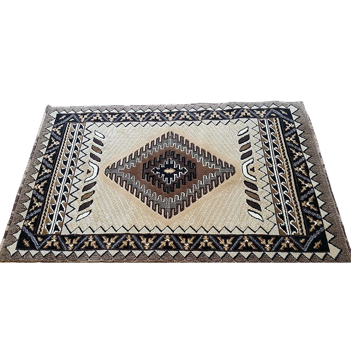 YHSF South West Native American Area Rug D143 - Easy Clean, Thick, Soft, Durable Tribal Indian Inspired Kingdom Design Runner Rug for Bedroom/Living Room and More - Berber, 2 Feet x 3 Feet 4 in