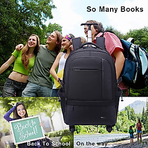 AOPMGOE AOKING 21″Water Resistant Rolling Wheeled Backpack Laptop Compartment Bag (Black)