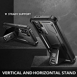 Dexnor for Samsung Galaxy S21+ Plus Case, [Built in Screen Protector and Kickstand] Heavy Duty Military Grade Protection Shockproof Protective Cover for Samsung Galaxy S21 Plus 5G, 6.7 inch Black