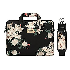 MOSISO Laptop Shoulder Bag Compatible with MacBook Air 15 inch M2 A2941 2023/Pro 16 2023-2019 M2 A2780 M1 A2485 A2141,15-15.6 inch Notebook,Polyester Syringa Carrying Briefcase Sleeve with Belt