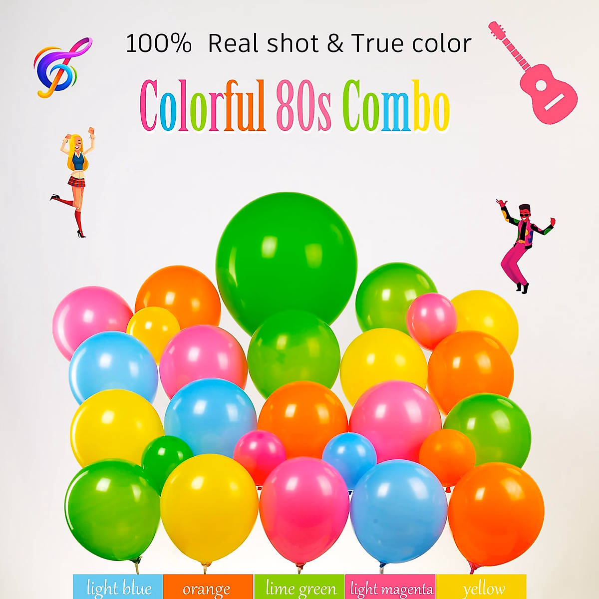 80S Music Themeballoon garland arch kit 150pcs hot pink blue green with guitar disco ball star mylar balloon for back to 80s 90s retro disco Birthday party graduation decorations