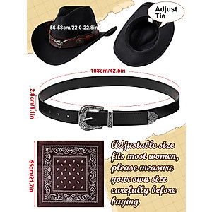 Hercicy Western Outfits for Women Cowgirl Tassel Sleeveless Vest Cowboy Hat Belt and Paisley Bandana for Halloween Dress Up (Black, Medium)