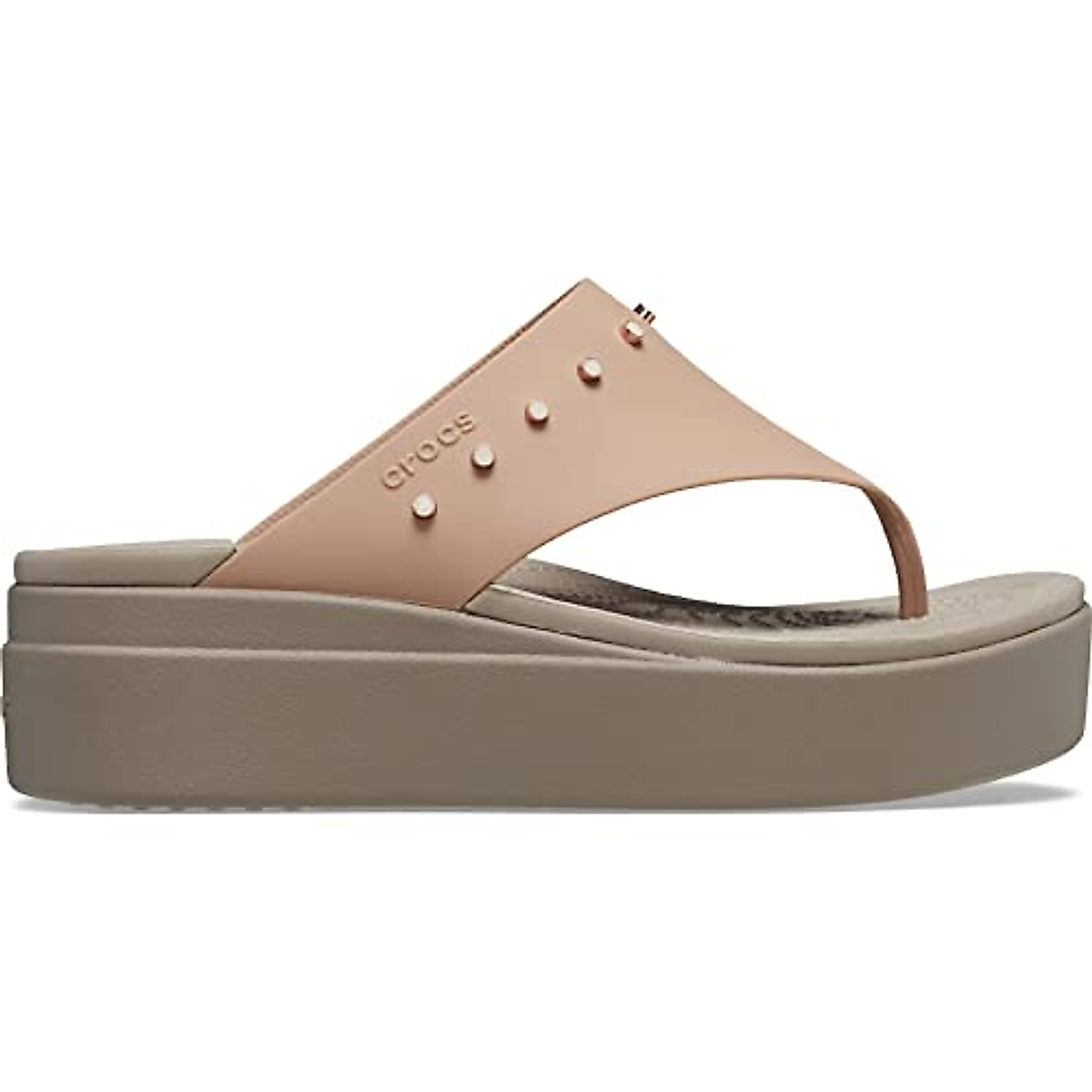 Crocs Women's Brooklyn Platform Flip Flops, Cork/Mushroom, Numeric_11