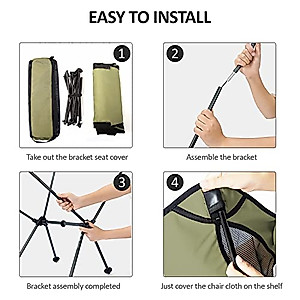 Camping Chair for Adults Portable Camp Chairs for Beach, Hiking, Picnic, Travel, Outdoor Activities, High Backrest and Aircraft Grade Aluminum Lightweight Camping Chairs Support 330LBS, Black