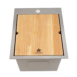 STARSTAR Workstation Ledge Topmount/Drop-in Single Bowl 304 Stainless Steel Kitchen/Yard/Bar/Laundry/Office Sink, With Grid, Cutting Board, Strainer with basket (15 x 20 x 10)
