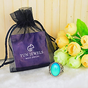 FUN JEWELS Classic Multi Color Change Oval Crystal Stone Emotion Feeling Statement Mood Ring For Women Men Size 6-10