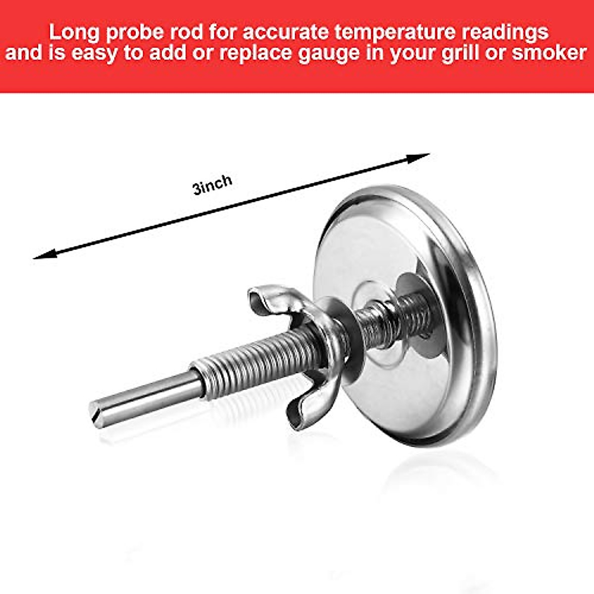 Frienda 3 Packs Charcoal Grill Temperature Gauge Thermometer Gauge Wood Barbecue Charcoal Grill Thermometer Heat Indicator for Lamb Beef Meat Cooking, 2-3/8 Inch Dial and 2-7/8 Inch Stem