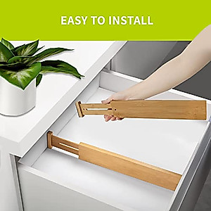 ND NEU DESIGN NeuDesign Bamboo Drawer Dividers - Adjustable and Expandable Organizers for Kitchen, Dresser, Bedroom, Bathroom, Office - Fits Large Drawers 17" to 22" - Pack of 4, Natural