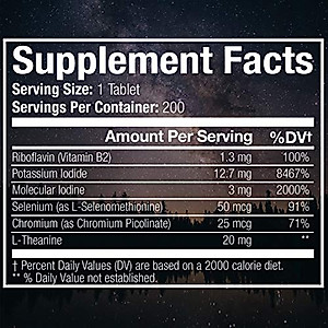 Zen Haus Iodine Supplement 12.5 mg with Selenium (as Selenomethionine) and More - 200 Tablets - Thyroid Plus Immune Support - High Potency Iodine Tablets - Compare to Lugol's Iodine Pills