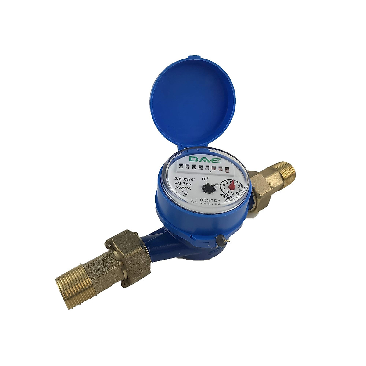 DAE AS-75m Water Meter, 3/4" NPT Couplings, Measuring in Cu Meter