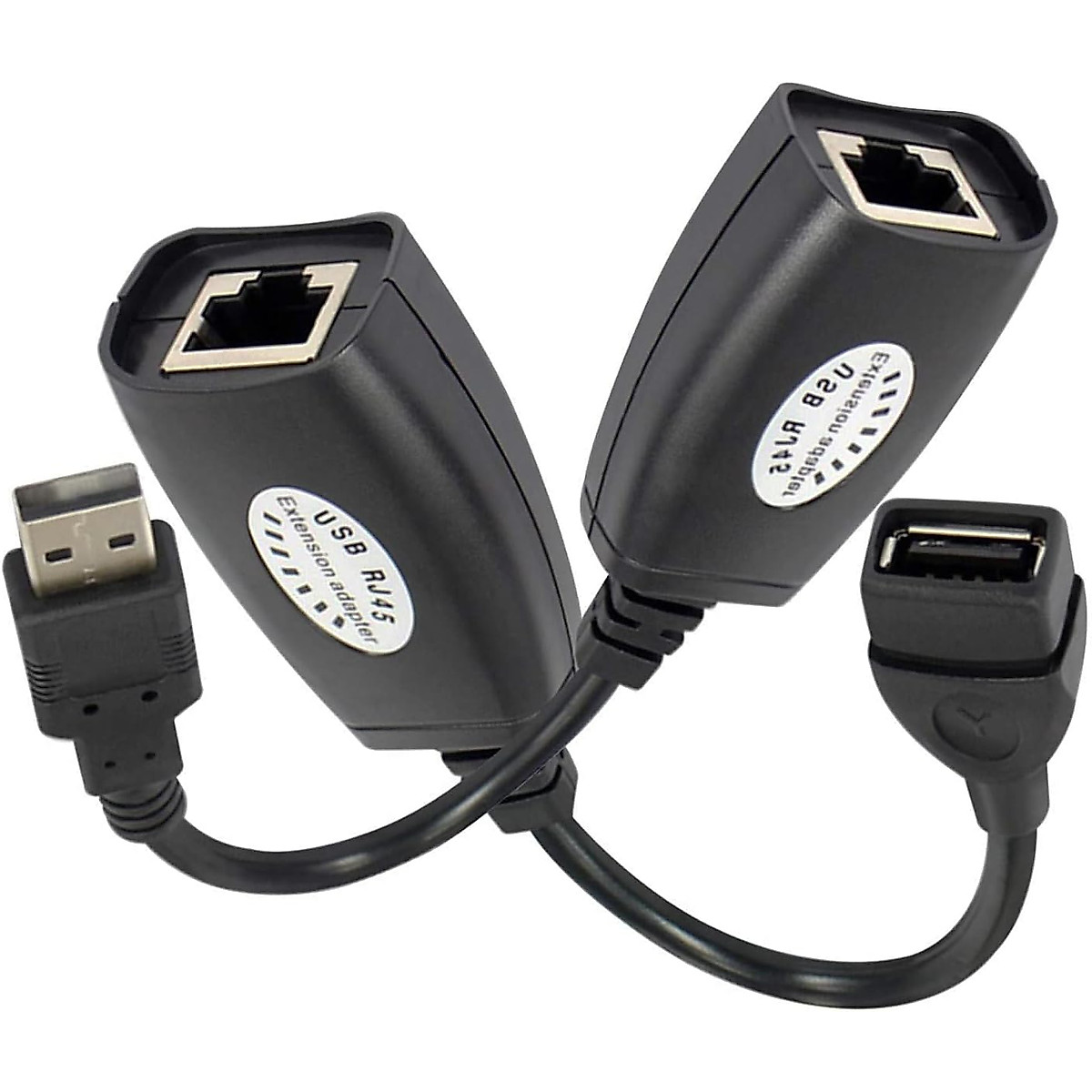 SHANFEILU USB to RJ45 Extension Adapter Over RJ45 Ethernet LAN Splitter Cable USB 2.0 Extender Over Cat5/Cat5e/Cat6 Cable Connector Adapter up to 150ft 1 Pair