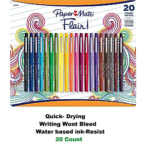 Paper Mate Flair Pens, Assorted Colors, 20
