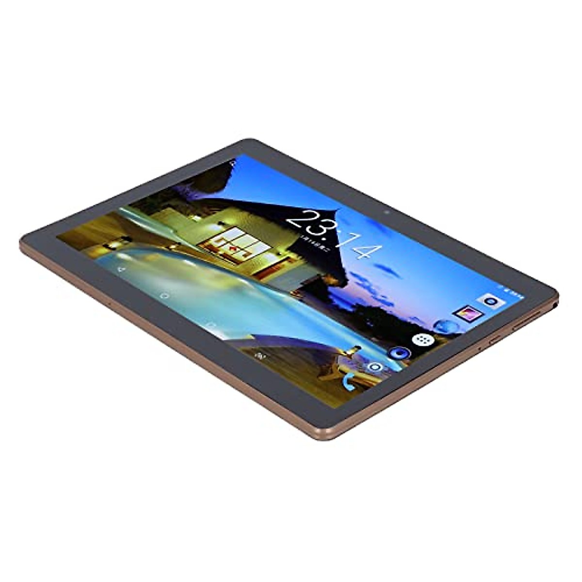 Smart Tablet, Flash CNC High Gloss Edge Body 0.3MP Front 2MP Rear Gold 5500mAh Octa Core Tablet with Plug for Daily (US Plug)