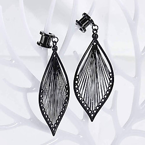 TBOSEN 8 PCS Stainless Steel Screw Ear Gauges Large Dangle Plugs Tunnels Expander Body Piercing Jewelry Set