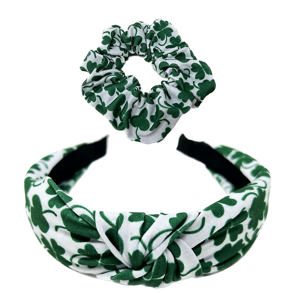 Shimmer Anna Shine St. Patricks Day Headbands and Scrunchie for Women and Girls (St Patricks Green Clover Shamrock)