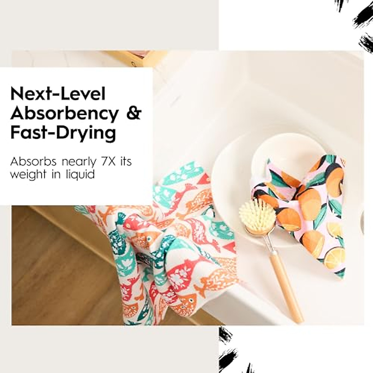 GEOMETRY Kitchen Dish Cloths - Quick Dry Dishcloths for Kitchen - Premium Dish Rags with Geoweave (Lemon Delight)