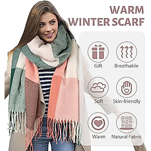YSense Women's Long Plaid Blanket Scarf Chunky Oversized Winter Fall Warm Scarf Big Tartan Scarves Wrap Shawl Ladies Gifts