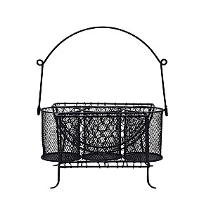 Gourmet Basics by Mikasa Farmer's Market Picnic Hostess Storage Flatware Caddy, 14-Inch, Black