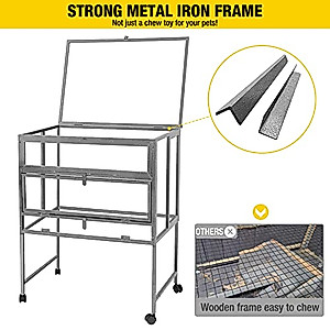 Hamster Cage Large Guinea Pig Cage with Metal Frame Movable Rat Habitat with Aluminium Alloy Edge,Plastic Deep Not Leakage Pull Out Tray,Storage Shelf