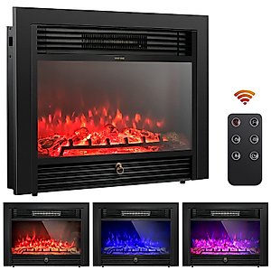 STAKOL 28.5 Inch Electric Fireplace Inserts Freestanding Heater, Embedded LED Fireplace Insert with Remote Control, 5 Brightness and 3 Flame Colors, Thermostats & Timer, Indoor Use 750W/1500W