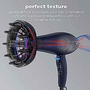 INFINITIPRO BY CONAIR Hair Dryer with Innovative Diffuser, 1875W Hair Dryer, Innovative Diffuser Enhances Curls and Waves while Reducing Frizz