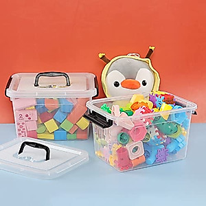 Ramddy 6 Quart Plastic Latching Storage Bin, 4 Pack Clear Container Box with Lid