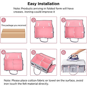 HBlife Baby Diaper Caddy Organizer, Nursery Storage Bin, 16" x 10" x 7" Large Portable Basket Shower Gift Newborn Essentials Baby Registry Must Haves Items-Pink