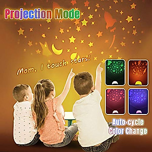 LICKLIP Toddler Night Light Lamp, Dimmable LED Bedside Lamp with Star Projector, Kids Night Lights with Timer Design & Color Changing, Portable Rechargeable Lamp, Cute Gifts for Children Bedroom