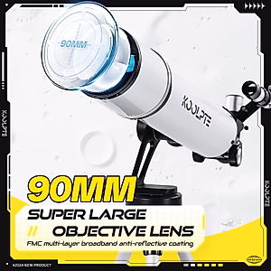 Telescope, 90mm Aperture 700mm - Vertisteel AZ Mounting Base, Highly Adjustable Telescopes, Ideal for Adults, Astronomers & Kids with Carrying Case, Wireless Remote, Phone Adapter (White)