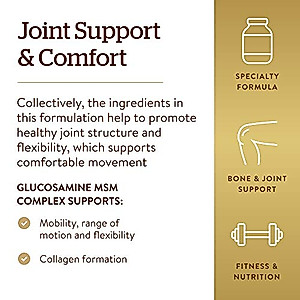 Solgar Glucosamine MSM Complex, 120 Tablets - Promotes Healthy Joints - Supports Range of Motion & Flexibility - Supports Collagen - Shellfish-Free - Gluten Free, Dairy Free, Kosher - 40 Servings