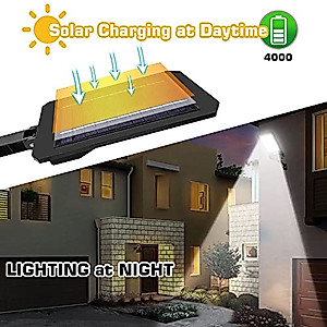 Solar Street Lights Outdoor 144LED Solar Parking Lot Light Motion Sensor Street Lights Solar Powered Flood Light with Remote Control Solar Security Light for Street Gutter Porch Garage Driveway-4 Pack