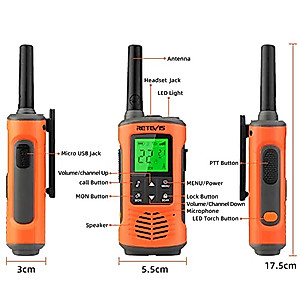 Retevis RT45P Waterproof Walkie Talkies IP67,Rechargeable Two Way Radio for Adults,22CH SOS NOAA,with 1000mAh Battery and USB-C Charger,Long Range 2 Way Radios for Skiing Fishing Boating (2 Pack)
