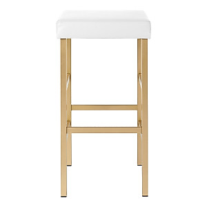 OSP Home Furnishings Backless Stool with Gold Frame, 30-Inch, White