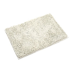 Non-Slip Bath Rug,Extra Soft Microfiber Bedroom Shag Carpet with Anti-Slip Backing,Water/Dust Absorbent Fast Dry Shower Mat,Sound Insulated Stairs Pad,Machine Washable (Ivory,15 x 23 Inches)