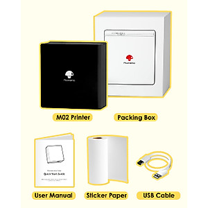 Memoqueen Mini Sticker Printer - M02 Wireless Pocket Printer, Compatible with iOS & Android, Photo Printer for Phone, for Fun Christmas Sticker, DIY Journal, New Year Gift, Black