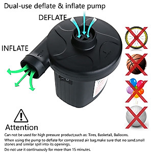 Jasonwell Electric Air Pump Portable Quick-Fill AC DC Inflator Deflator Pump for Air Mattress Inflatables Pool Floats Water Toy Raft Bed Boat Pool Toy with Nozzles110-240 V