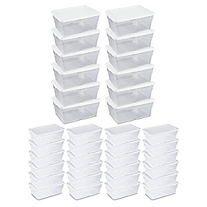 Sterilite 6 Quart Clear Multipurpose Plastic Storage Tote, 12 Pack, & 16 Quart Clear Multipurpose Plastic Storage Tote, 12 Pack for Home Organization