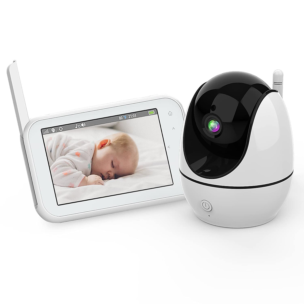 PRUVEEO Baby Monitor with Camera and Audio,Video Baby Monitor no WiFi with Night Vision, 1080P 4.5" HD IPS Display, Remote Pan-Tilt-Zoom, 960 ft Range, Two Way Talk, Room Temperature and Lullabies