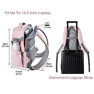 BAGSMART Camera Backpack, DSLR SLR Camera Bag Fits up to 13.3 Inch Laptop Water Resistant with Rain Cover, Tripod Holder for Women and Girls,Pink