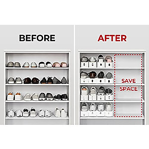 carrotez Shoe Slots Organizer 3 Pack - [Litem] Space Saving Shoe Organizer Rack for Closet - Easy Shoe Stacker, 9.84'' x 3.89'' x 4.26'' (White, 3 Pack)