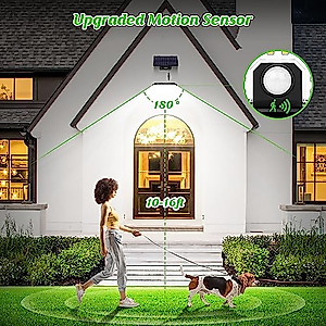 Solar Outdoor Lights, Motion Sensor Dusk to Dawn Wall Lights Waterproof, LED Outside Solar Powered Security Flood Light Fixtures 3 Modes with 16FT Cable for Front Door Porch Shed Barn Garage, 2 Packs
