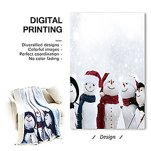 Fassbel Sherpa Throw Blanket Digital Printing Reversible Super Soft Lightweight Blanket Warm Microfiber All Season Blanket for Bed or Couch (50"x60", Snowman)