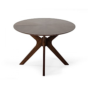 Limari Home Poype Collection Modern Style Walnut Finished Oval 8 Persons Dining Table With Solid Wood Legs and Base, Brown