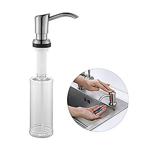 GORDEE Soap Dispenser for Kitchen Sink, Engineering Grade ABS Pump Head, Refill from The Top, Built in Sink Countertop with 11.8 OZ(350ML) PET Liquid Soap Bottle, F035 Brushed Nickel