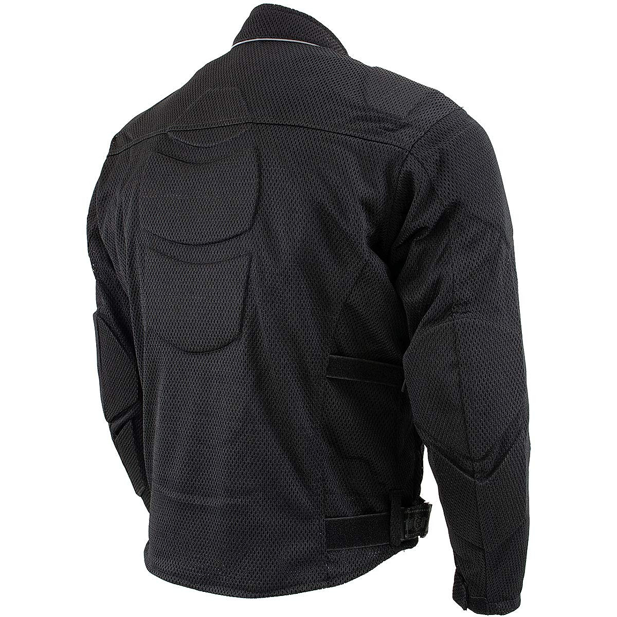 Xelement CF2157 Men's 'Caliber' Black Mesh Motorcycle Jacket with X-Armor Protection - X-Large