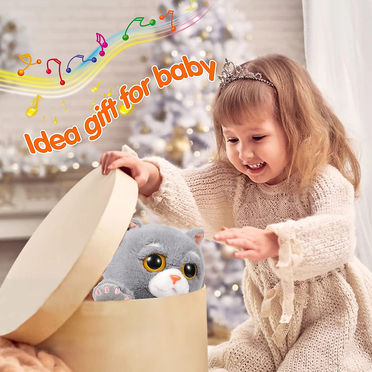 gebra Baby Toys 12 18 Months Singing Dancing Talking Cat Toddler Toys Interactive Cat Plush Early Learning Educational Musical Toy Gift for Boys and Girls Age 1 2 3 4 5, 14"