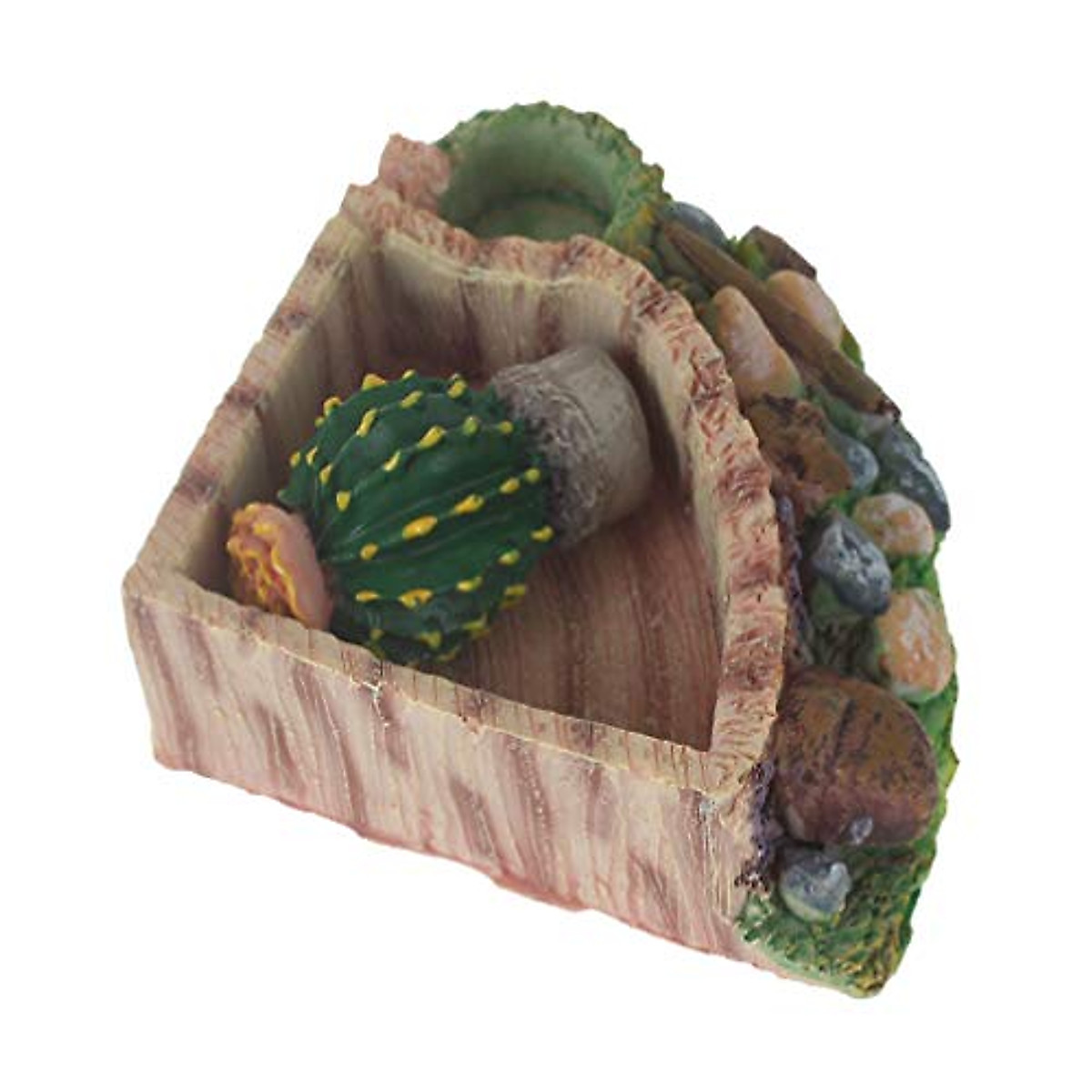 emours Reptile Amphibian Tortoise Lizard Frog Water Dish Food Feeder Cactus Corner Bowl with Ramp Small
