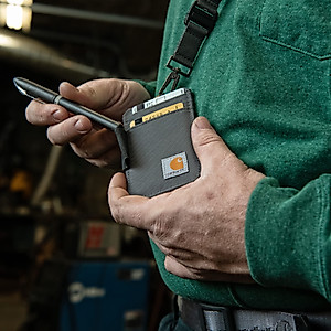 Carhartt unisex adult Nylon Duck Id Holder and Lanyard, Water-repellent Canvas Id Holder With Reflective Lanyard Wallet, Nylon Duck (Gravel), One Size US