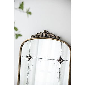 Antique Gold Full Length Mirror,Retro Full Length Mirror Metal Frame Arched Floor Mirror Full Body Mirror Wall Mirror Hanging Leaning Mirror for Living Room Bathroom Entryway 24" x 48.5"