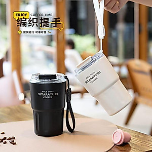 12 oz Stainless Steel Vacuum Insulated Tumbler, Travel Coffee Mug Spill Proof with Lid, Portable Thermal Mug for Keep Hot/Ice Coffee,Tea and Beer (Black)